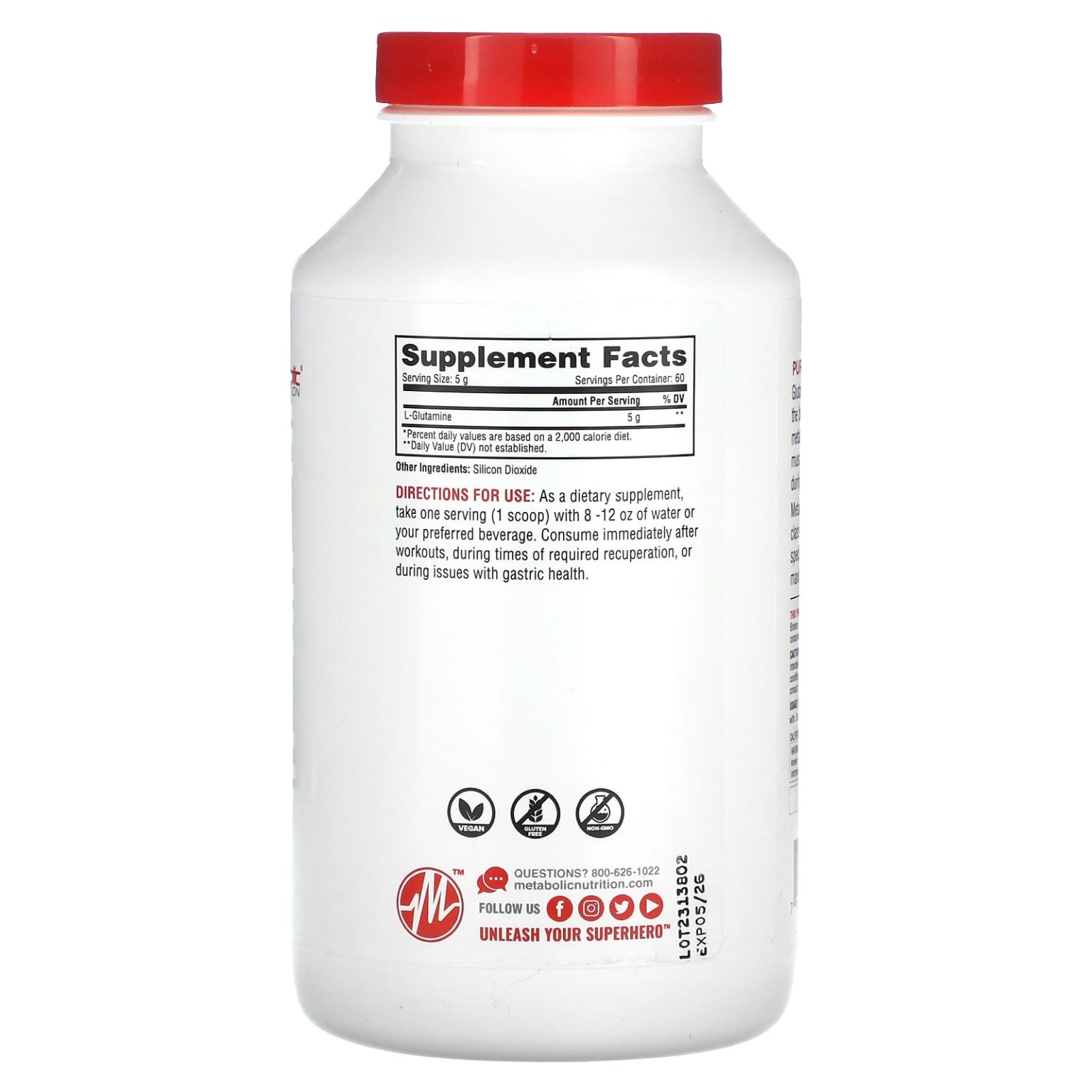 Metabolic Nutrition, L-Glutamine - Probuilder